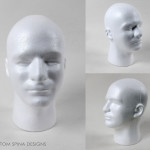 White Styrofoam Male Display Head - Tom Spina Designs » Tom Spina Designs